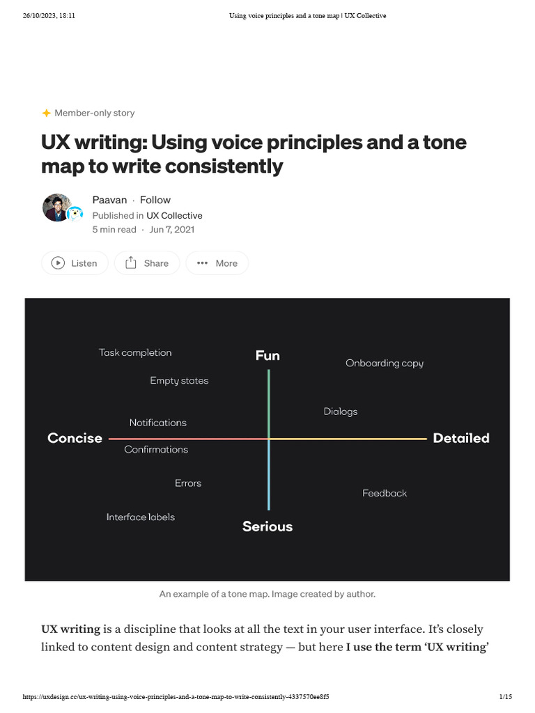 UX Writing: Voice Principles & Tone Map | PDF | Brand | Word