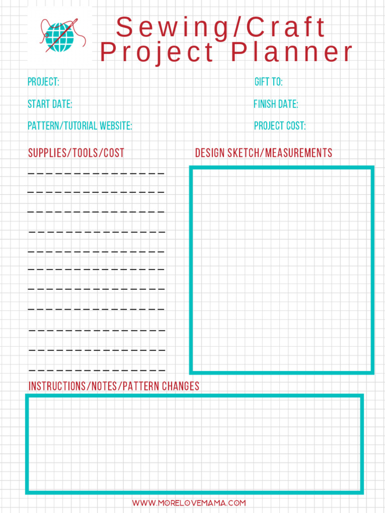 Sewing Project Planner Pages | PDF