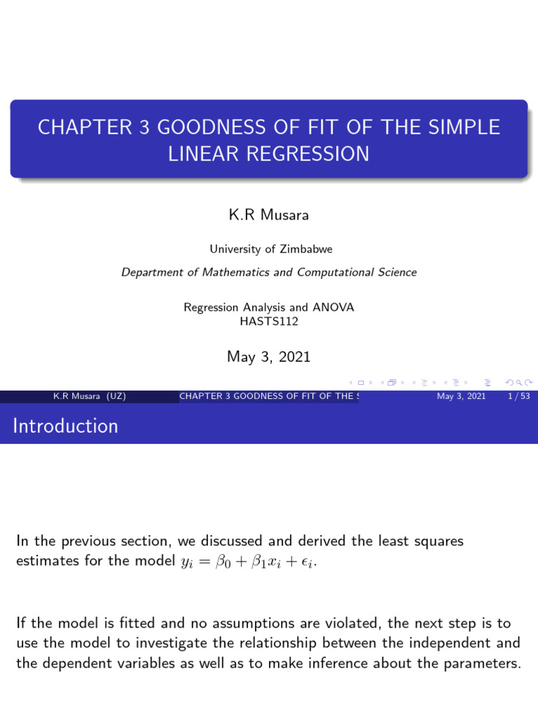 Chapter 3 - Presentation | PDF | Errors And Residuals | Linear Regression