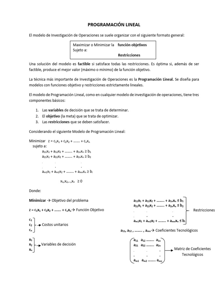 Introducción a la Programación Lineal | PDF | Programación lineal ...