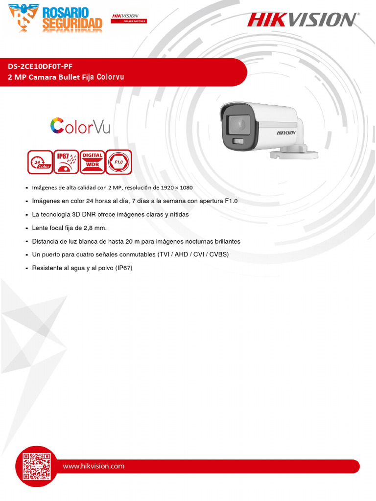Cámara Bullet Fija Colorvu 2 MP IP67 | PDF | Electrónica | Tecnología ...