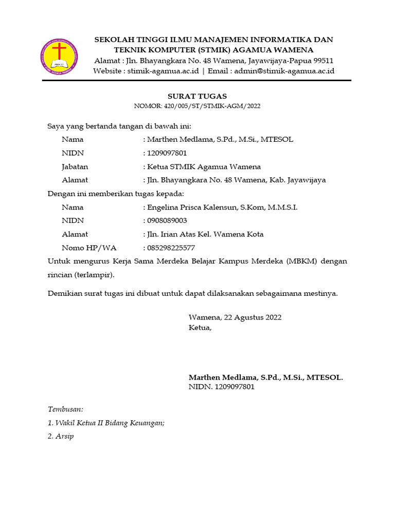 Surat Tugas LPPM UnCen | PDF