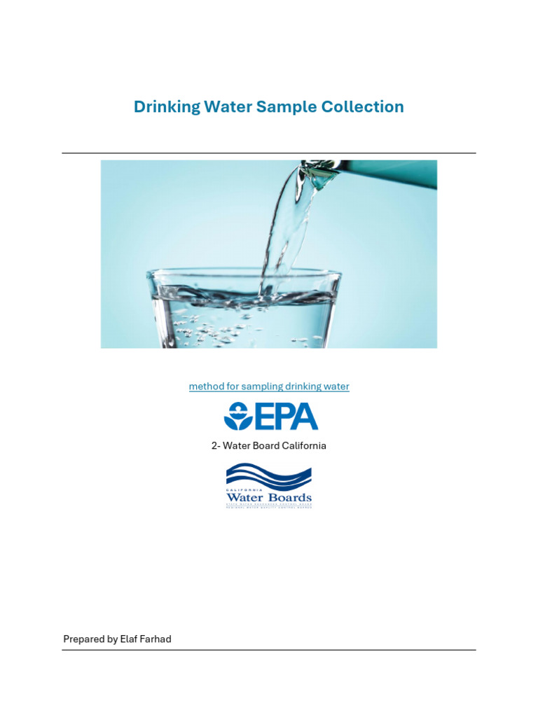 Drinking Water Sample Collections | PDF | Tap (Valve) | Magnesium