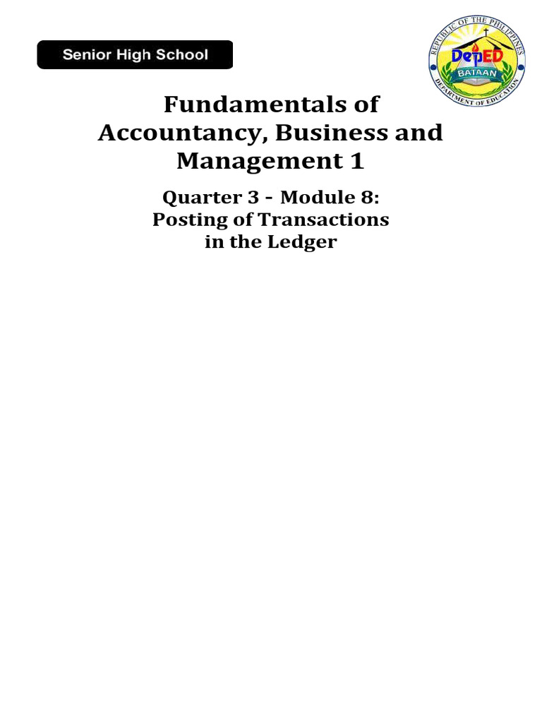 Fabm1 q3 Mod8 Postingtransactionsintheledger | PDF | Debits And Credits ...