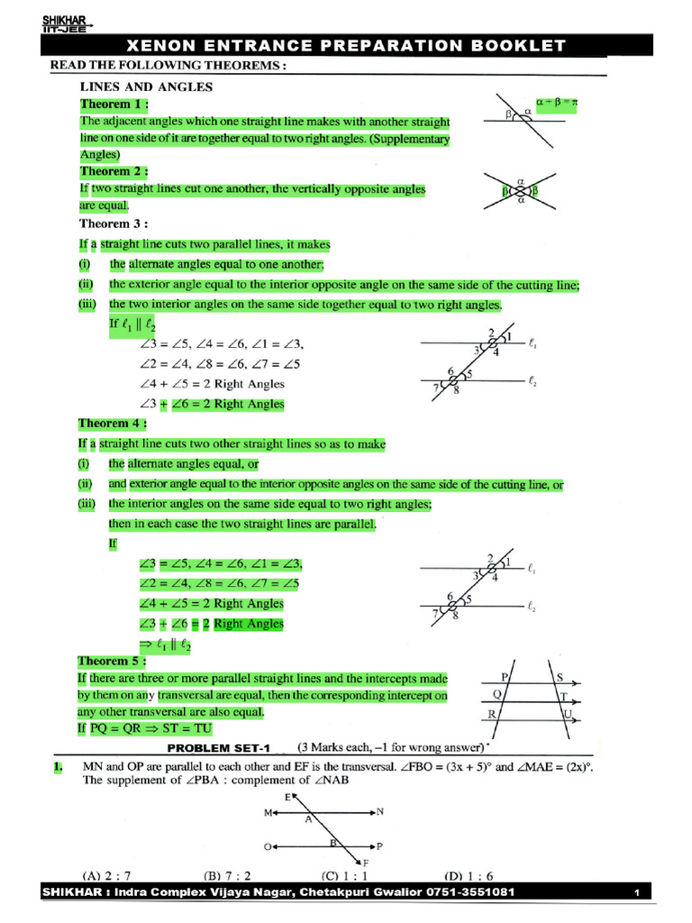 Ocr - Xenon Entrance Booklet-2024 | PDF | Circle | Triangle