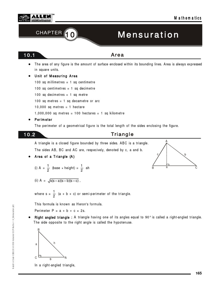 10 Mensuration | PDF | Area | Rectangle