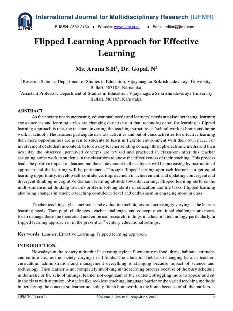 Flipped Learning Approach For Effective Learning | PDF | Learning | Teachers
