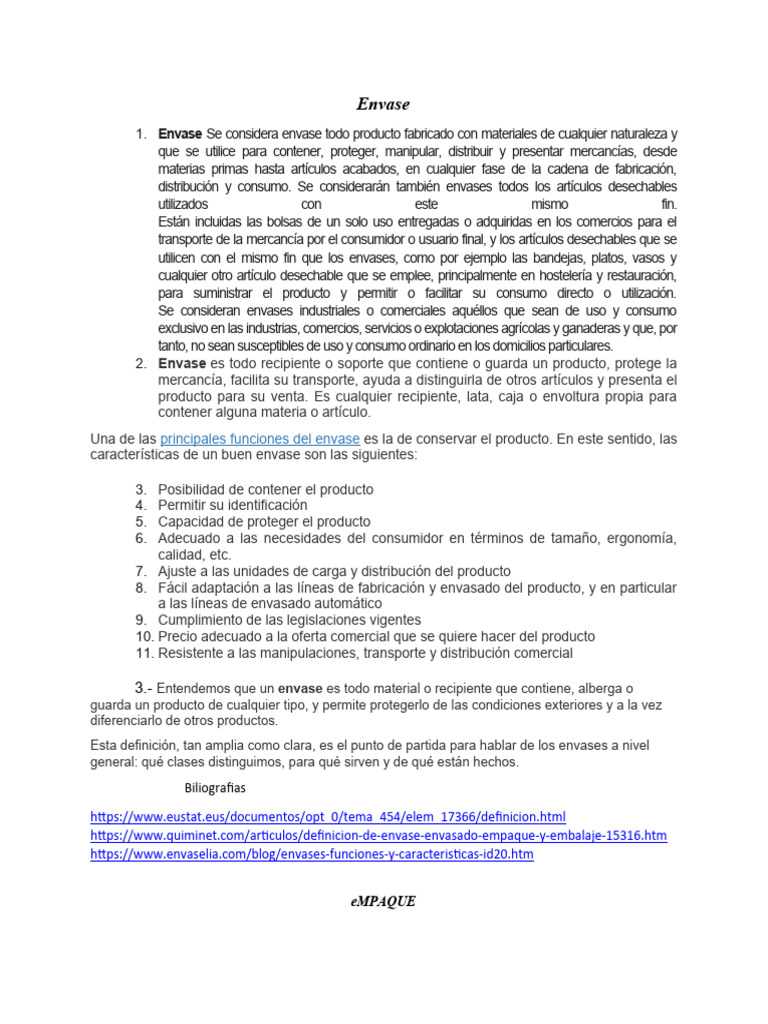 Definición de Envase y Embalaje | PDF | Producto (Negocio)