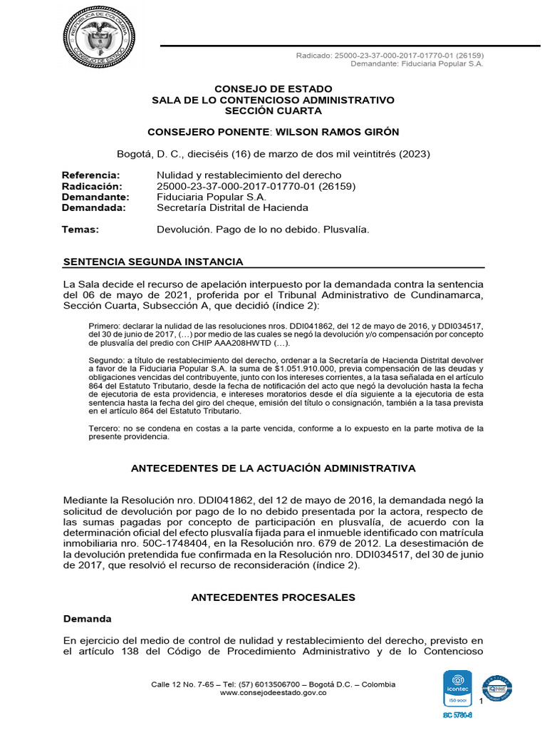 Derogacion y Nulidad Del Acto Administrativo | PDF | Sentencia (ley ...