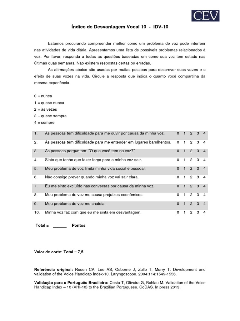 Protocolo IDV-10 Valor de Corte | PDF