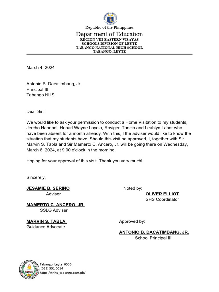 Home Visitation Request Letters | PDF