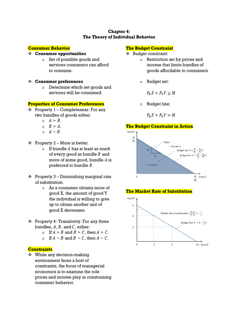 Chapter 4 The Theory of Individual Behavior | PDF | Consumer Behaviour | Microeconomics