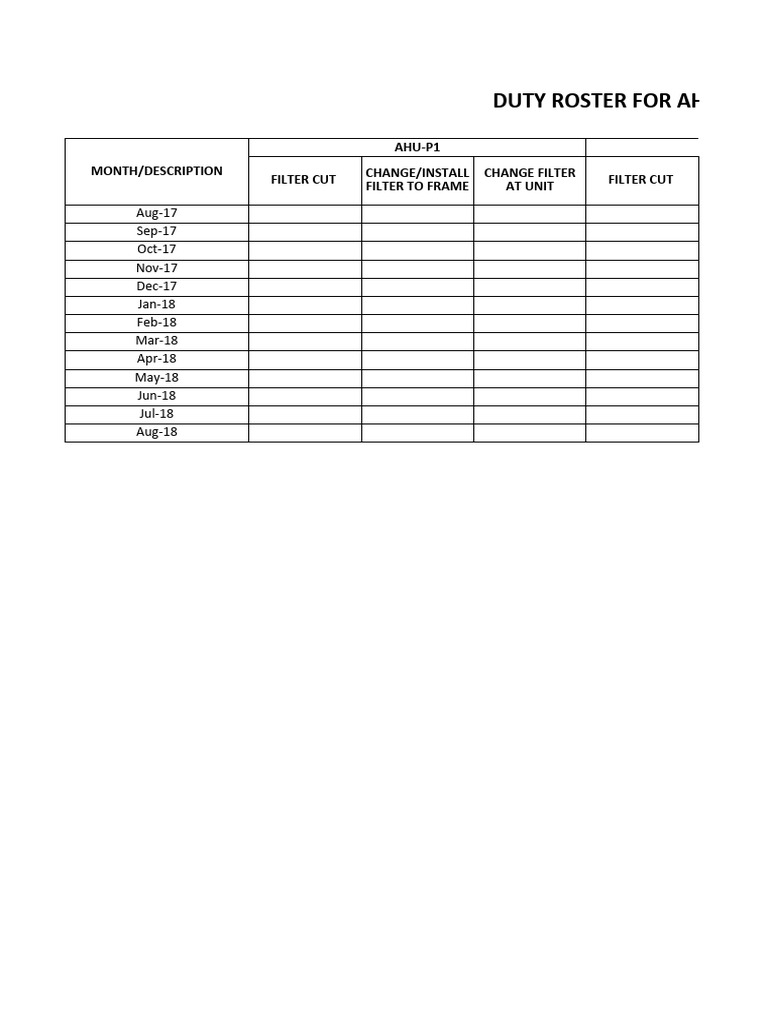 AHU, MAU Filter Duty Roaster | PDF