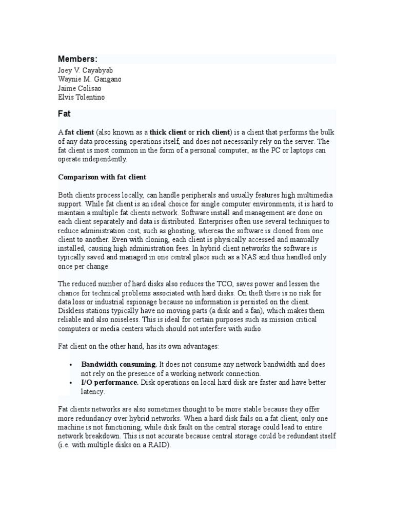 Members:: Comparison With Fat Client | PDF | Client (Computing ...