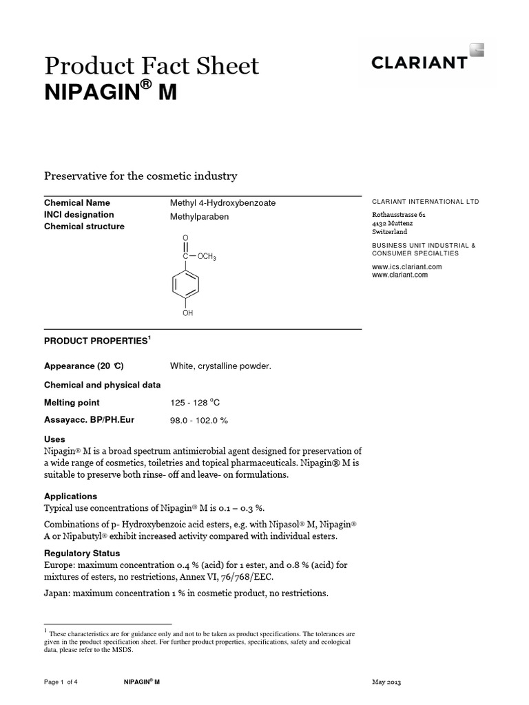 Nipagin M | PDF | Solubility | Emulsion