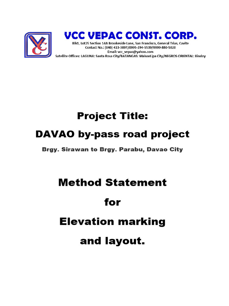 Method Statement For - Rev.01 Elevation Marking and Layout. | PDF | Safety