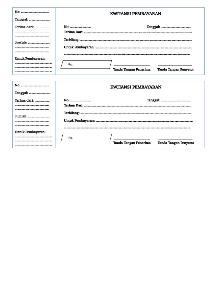 Contoh Kwitansi Excel 3 | PDF
