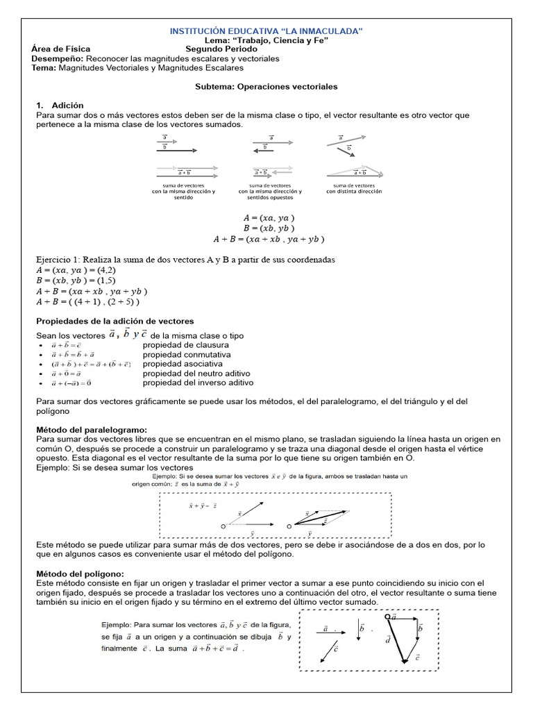Complemento Vectores en Operaciones | PDF | Vector Euclidiano | Sustracción