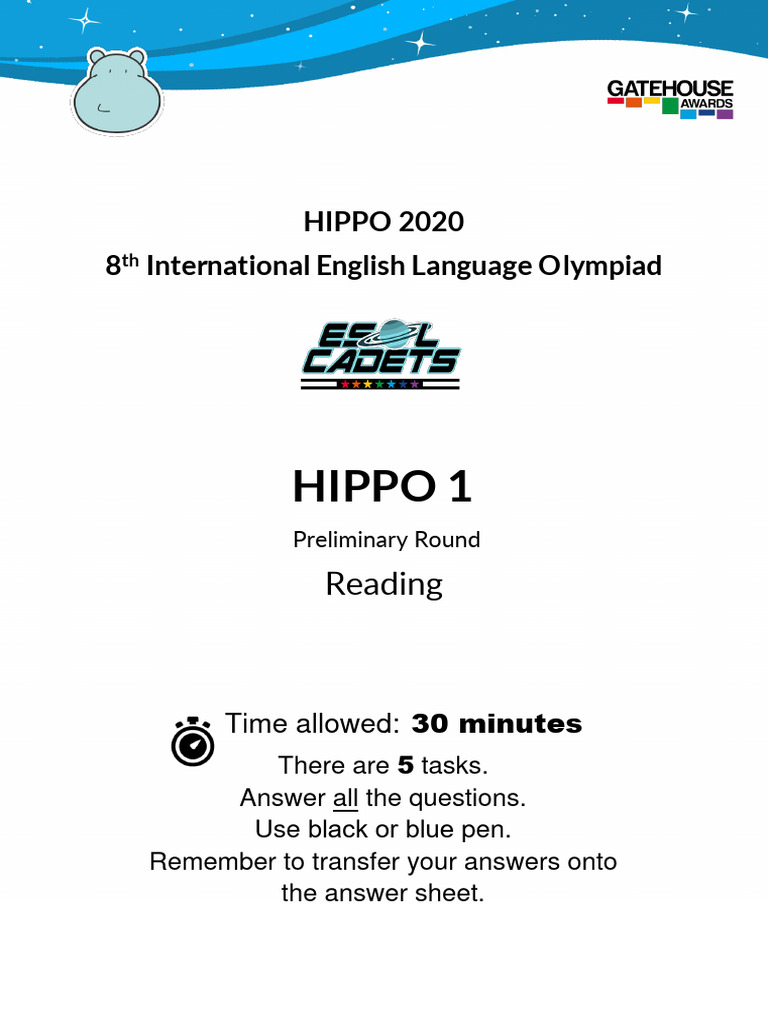 HIPPO 2020 English Olympiad Exam | PDF