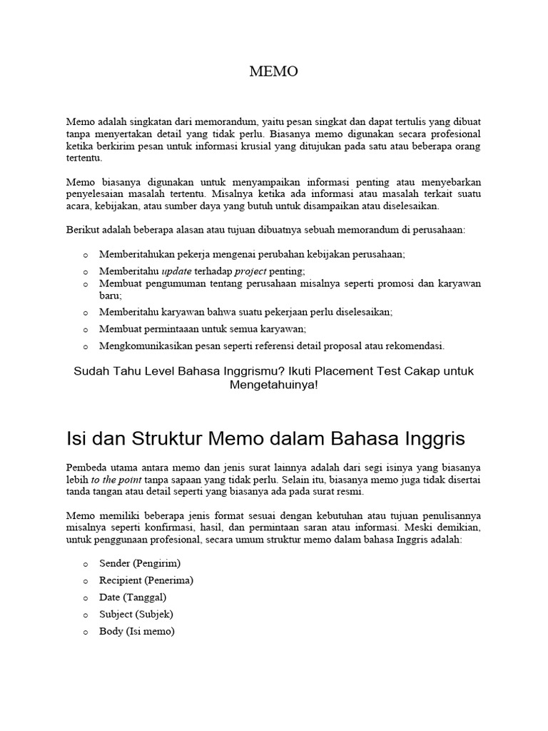 Panduan Lengkap Membuat Memo Bisnis | PDF