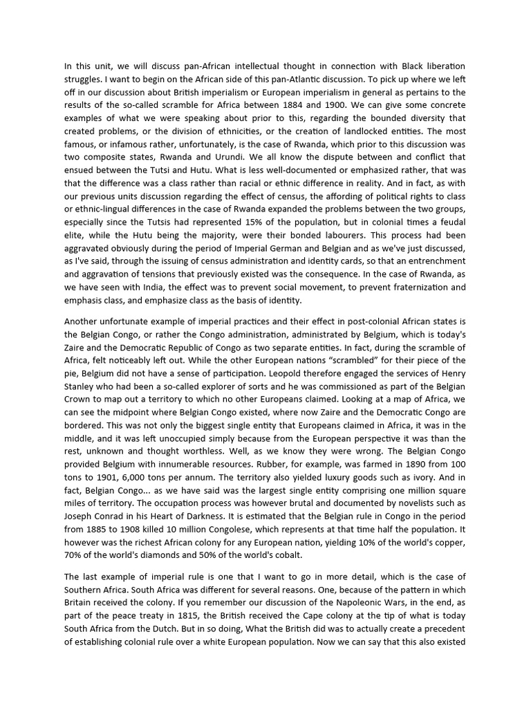 Unit 8 Pan-African Thoughts & Black Liberation Struggles | PDF ...