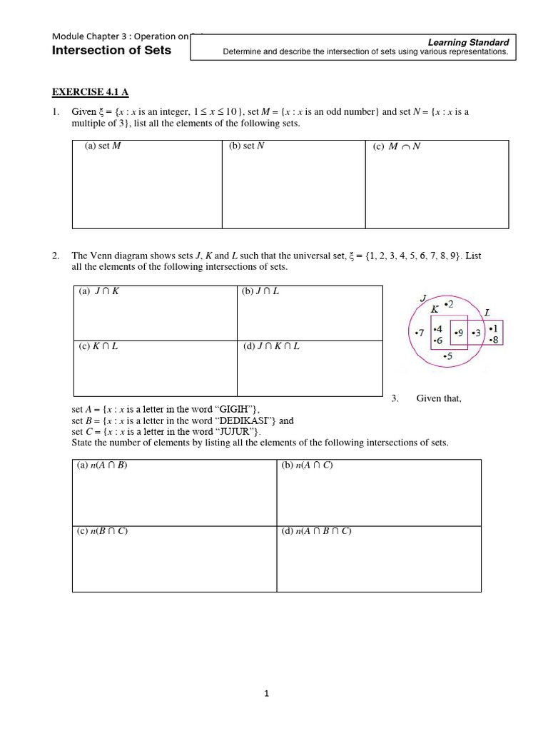 Tingkatan 4modul 4 - Operation On Sets | PDF | Set (Mathematics) | Numbers