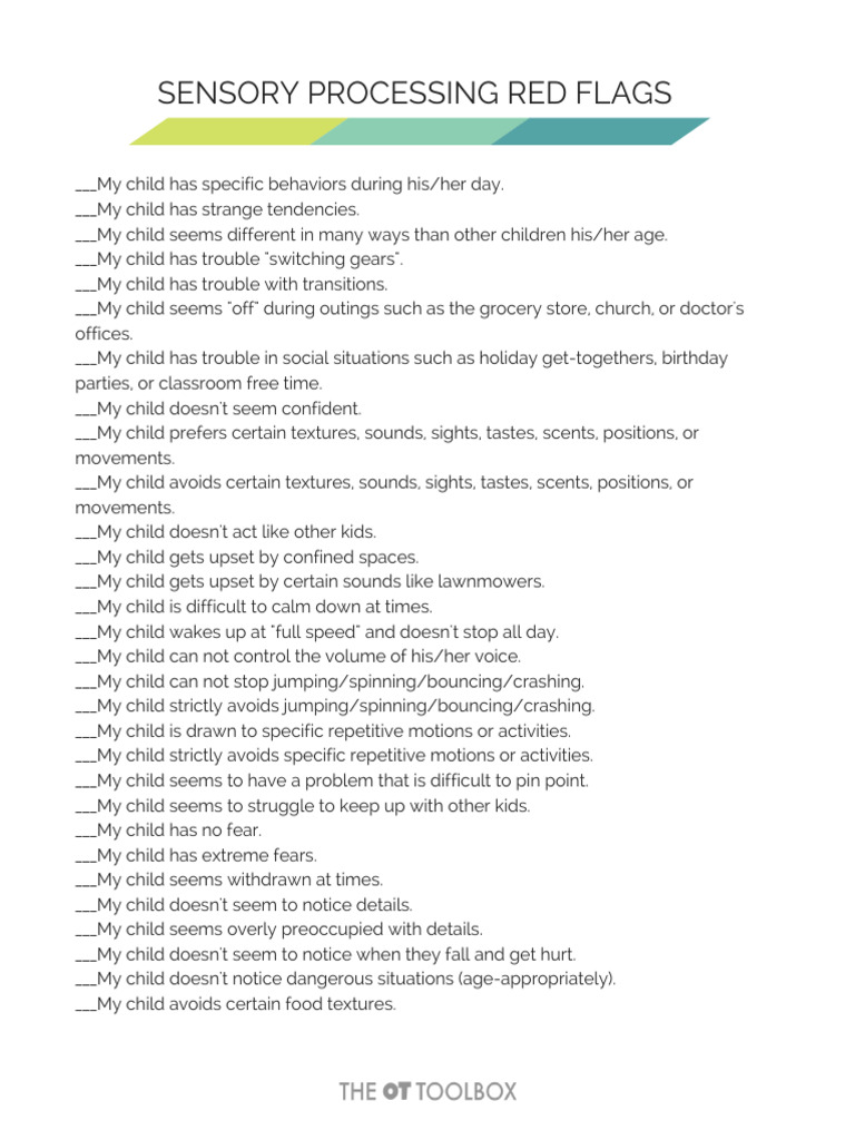 Sensory Processing Red Flags | PDF