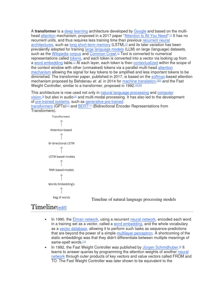 Timeline: Timeline of Natural Language Processing Models | PDF ...