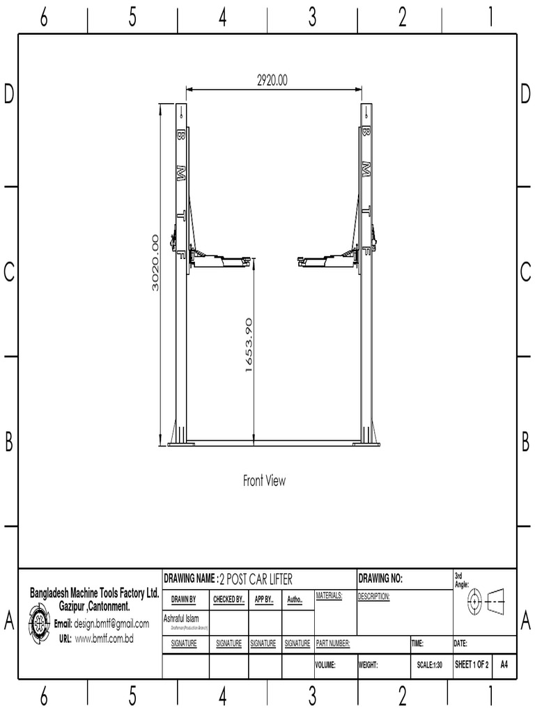 2post Car Lifter - Sheet2 | PDF | Technical Drawing | Crafts