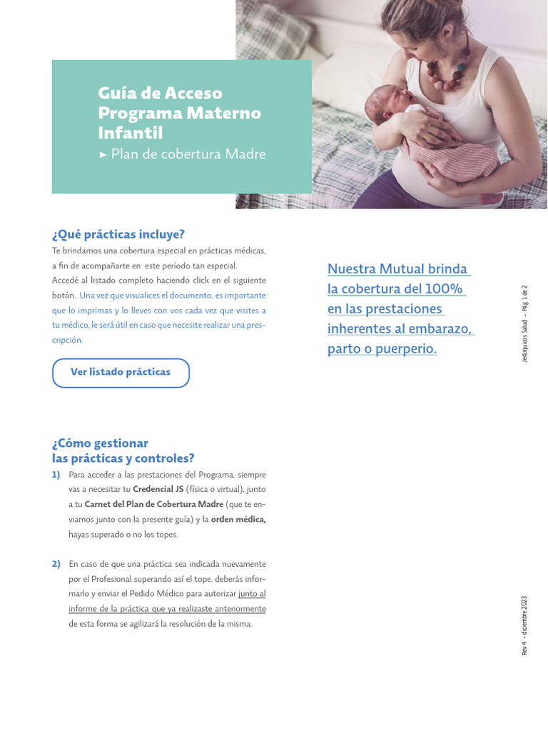 Guía de Acceso Programa Materno Infantil: Plan de Cobertura Madre | PDF ...