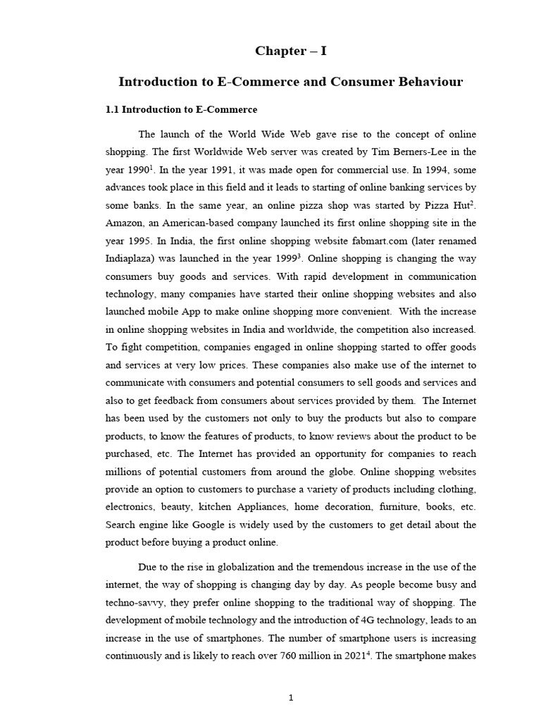 Chapter I | PDF | E Commerce | Online Shopping