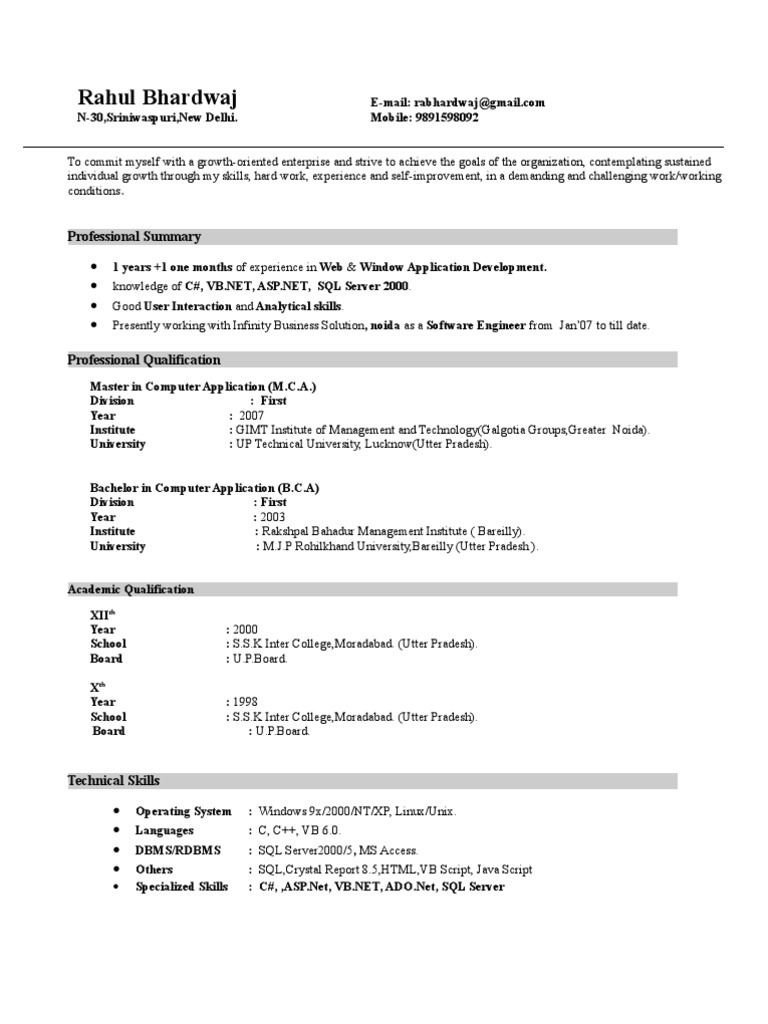 Rahulcv | PDF | Sql | C Sharp (Programming Language)