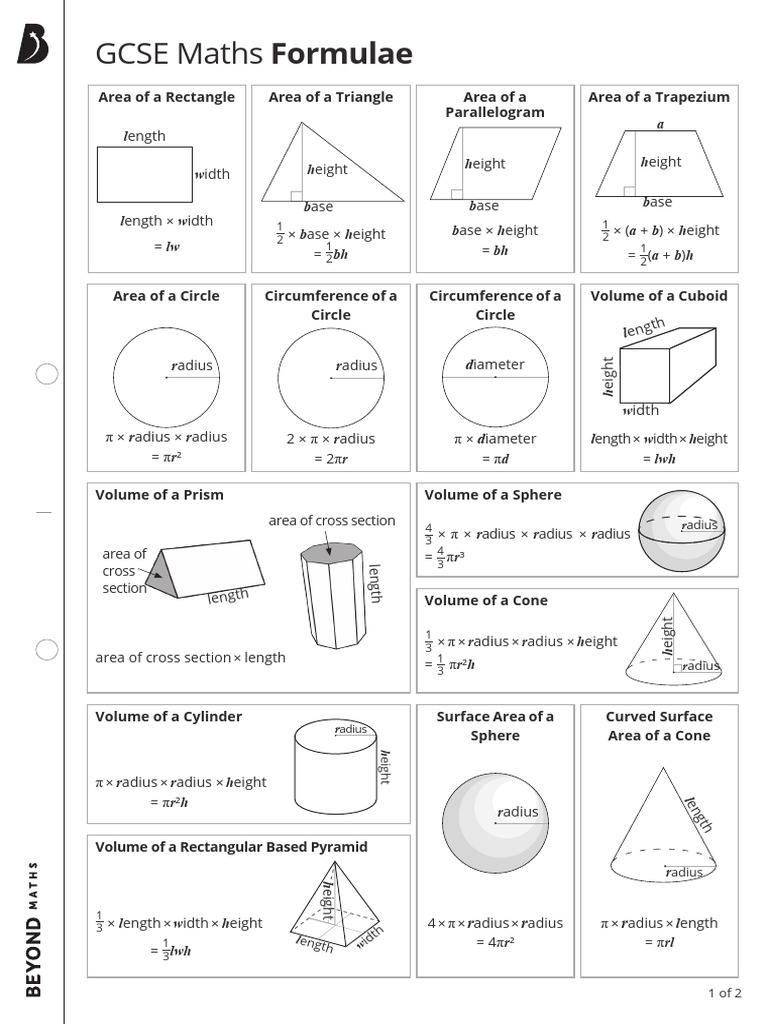 GCSE Maths Formulae - Higher | PDF | Area | Trigonometry