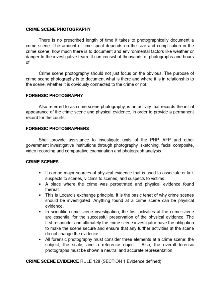 Crime Scene Photography | Download Free PDF | Crime Scene | Forensic ...