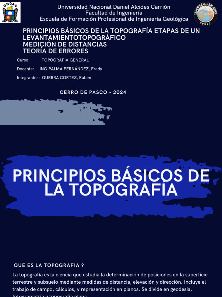Principios Básicos de La Topografía Etapas de Un Levantamientotopográfico Medición de Distancias ...