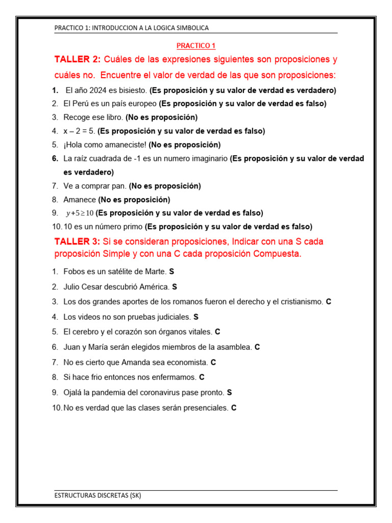 Practico 1 | PDF | Proposición | Verdad