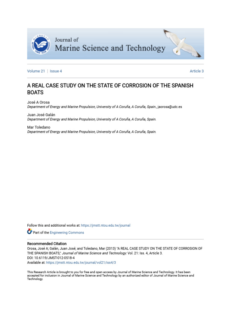 A REAL CASE STUDY ON THE STATE OF CORROSION OF THE SPANISH BOATS | PDF | Corrosion | Boats