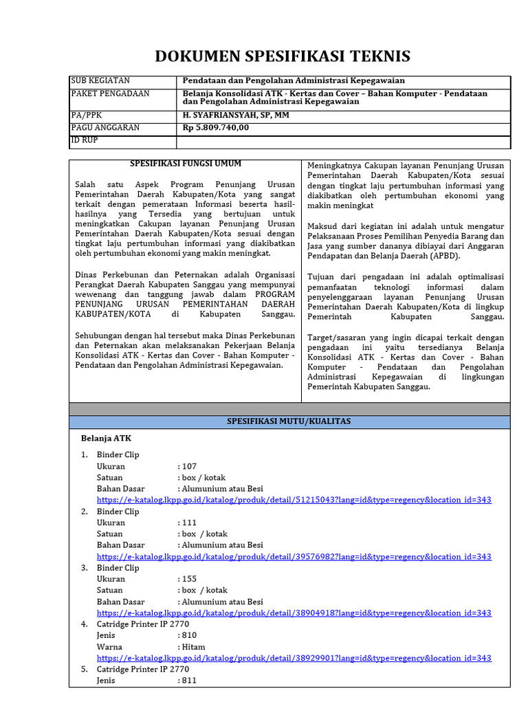 Spektek Atk-Kertas-Bk - Adm Kep | PDF