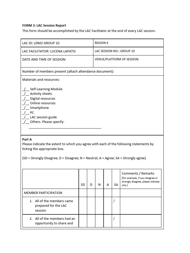 Form 3. LAC Session Report | PDF | Cognitive Science | Behavior Modification
