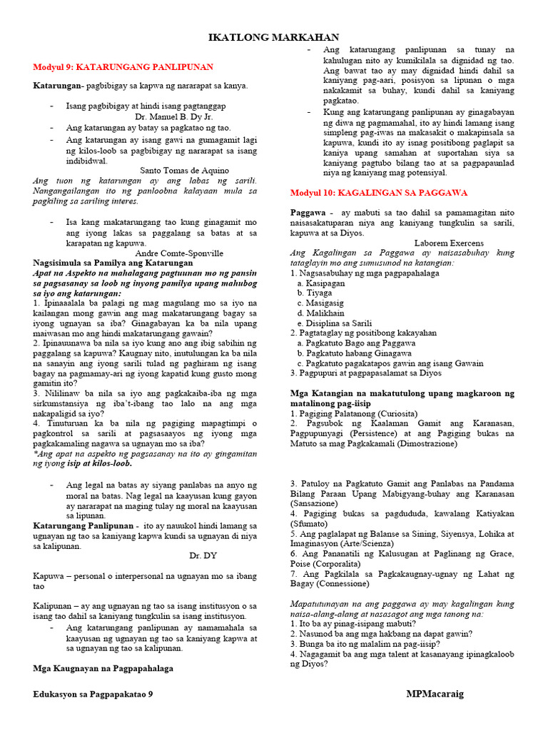 ESP 9 - Yunit 3 | PDF