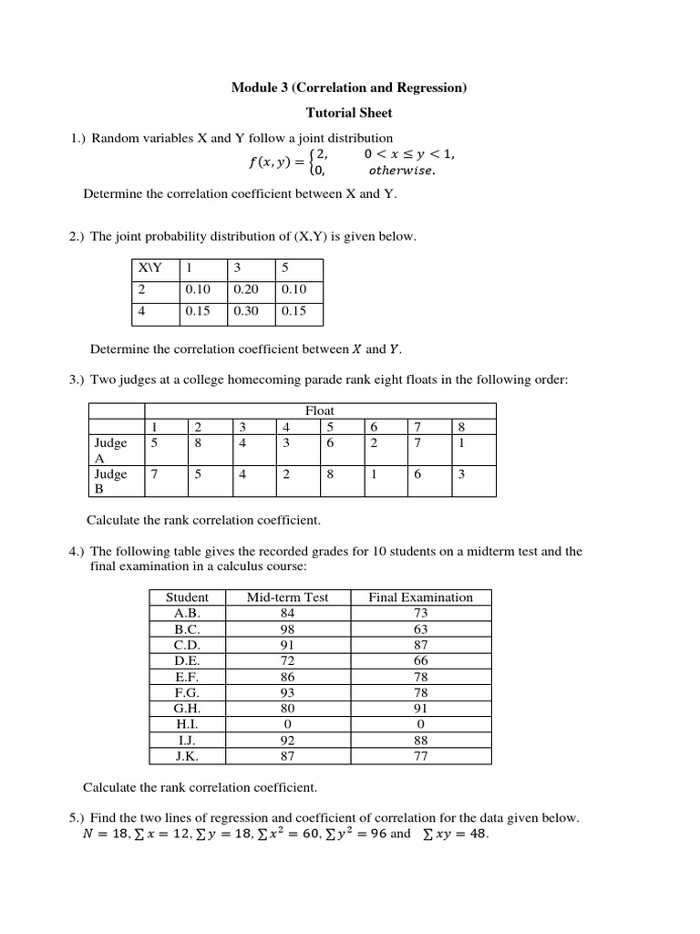 Module 3-Tutorial Sheet | PDF | Applied Statistics | Statistical Models