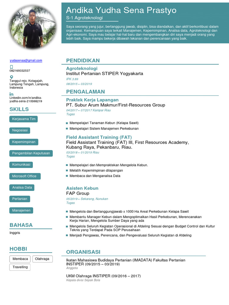 Andikayudhasena CV | PDF | Karier & Perkembangan | Teknologi & Rekayasa