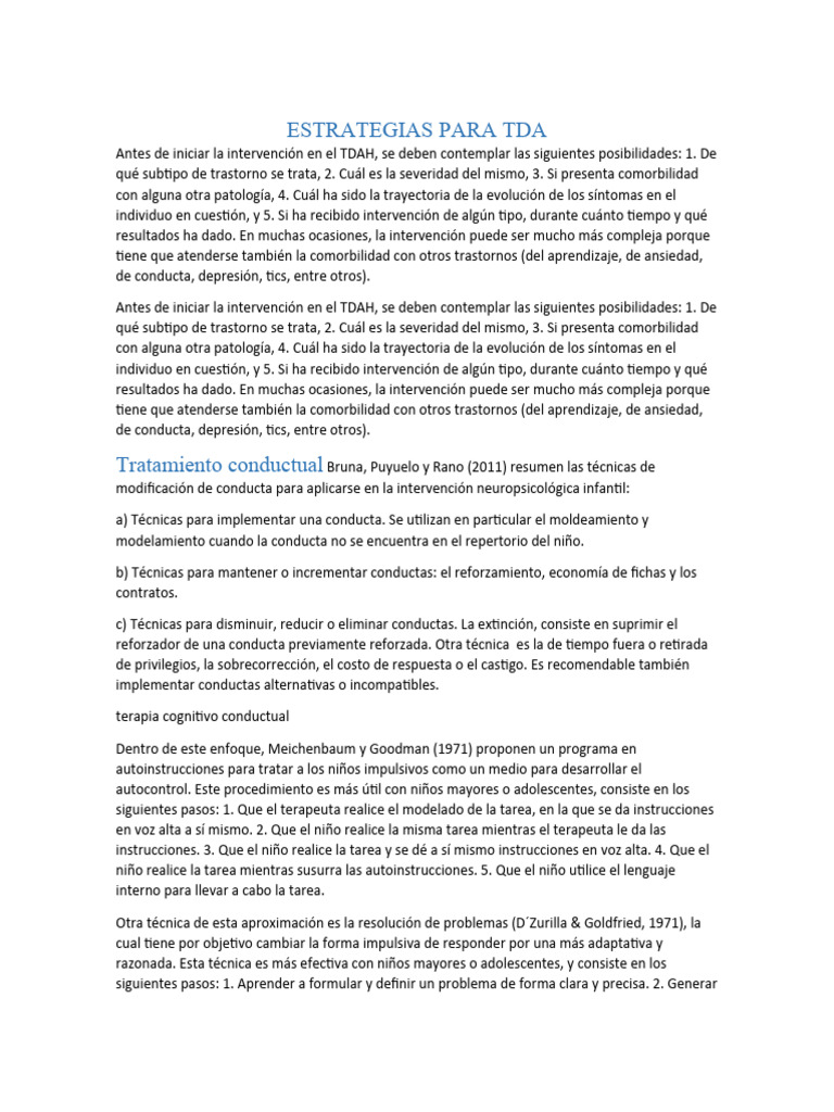 Estrategias para Tda | PDF | Desorden hiperactivo y deficit de atencion | Atención