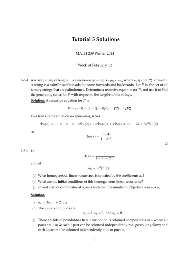 T5 Solutions | PDF | Recurrence Relation | String (Computer Science)