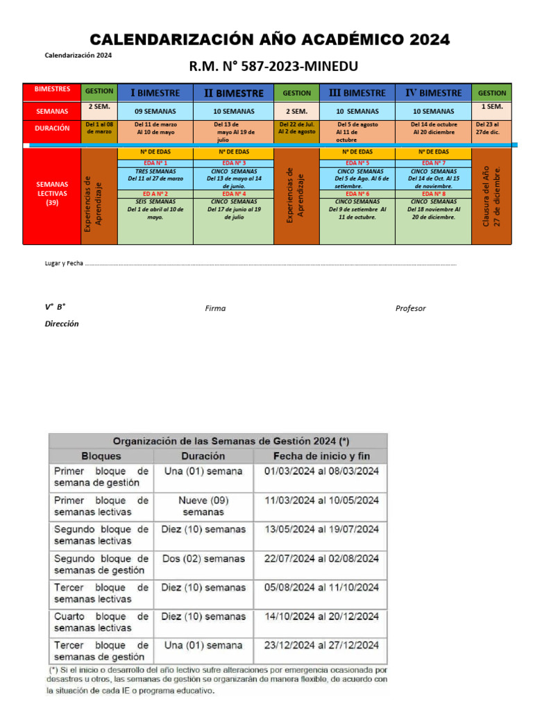 Calendarización 2024 | PDF | Días festivos | Instituciones educacionales