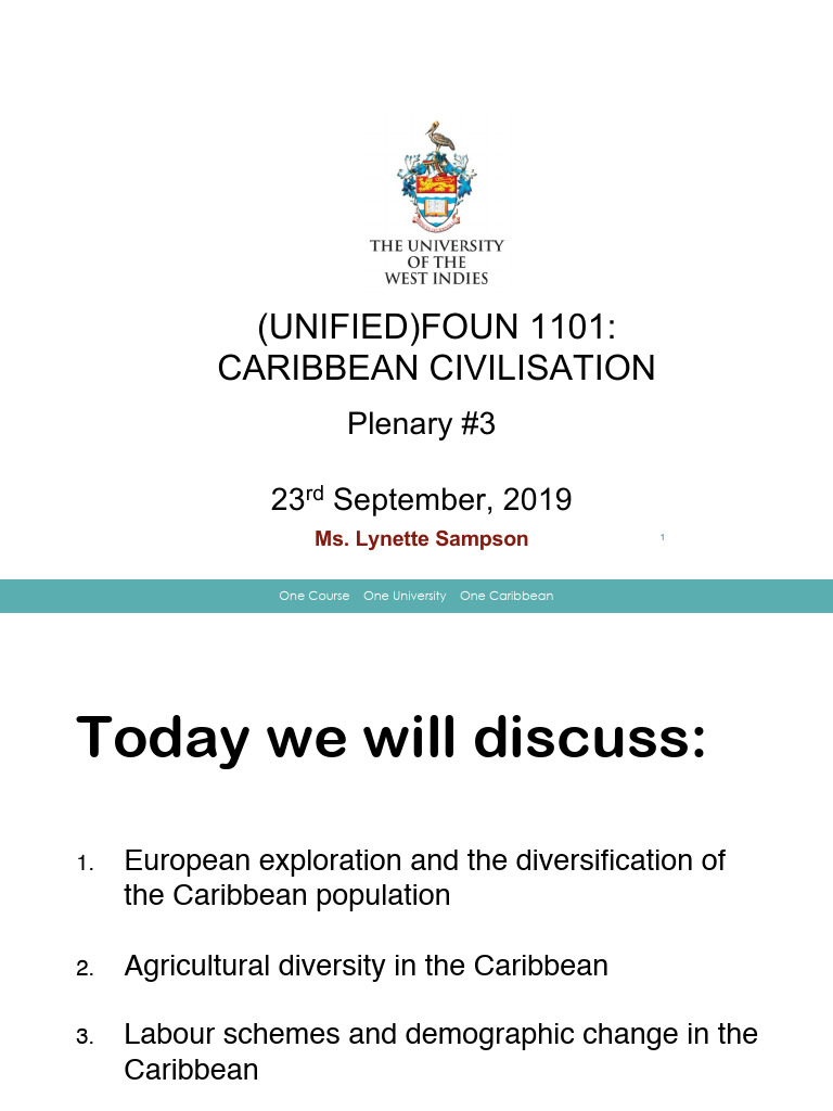 Caribbean Civilisation Lecture 3 | PDF | Sugarcane | Piracy