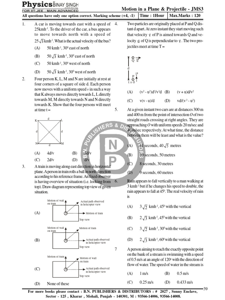 Motion in A Plane & Projectile - JMS3 (BTH3) | PDF | Physical Quantities | Mechanical Engineering