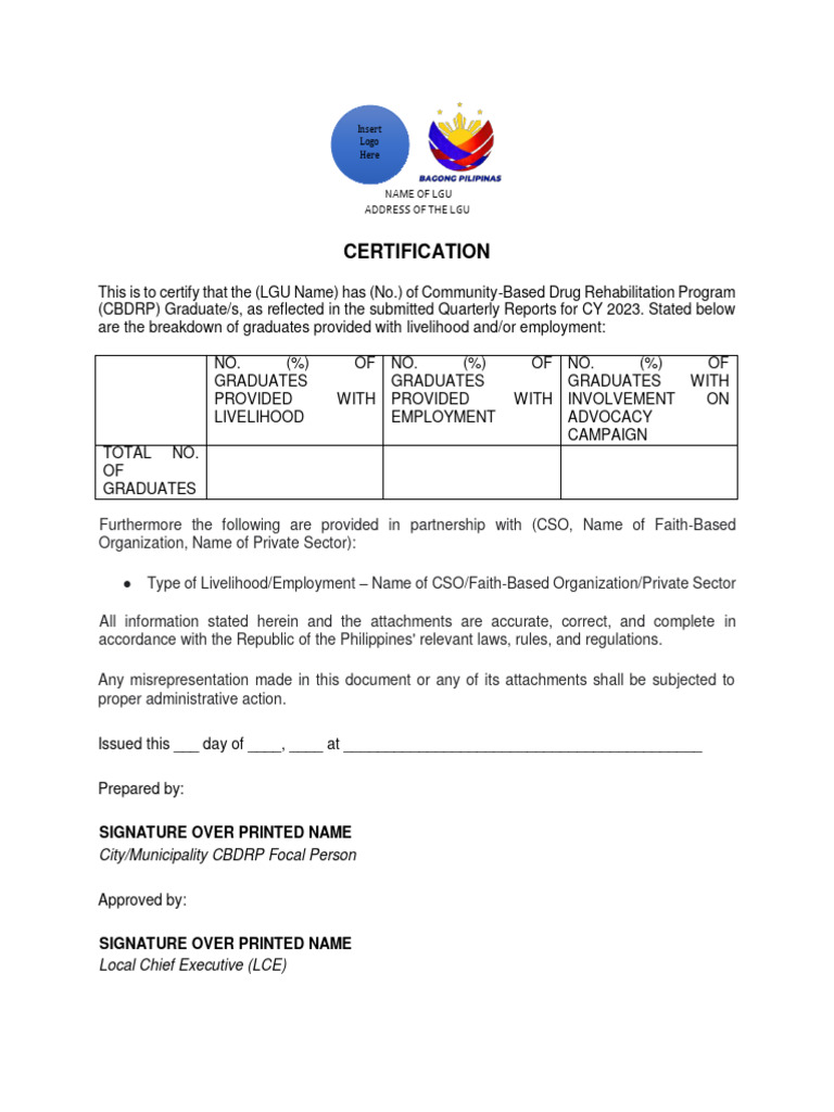 CBDRP Graduate Certification 2023 | PDF | Business