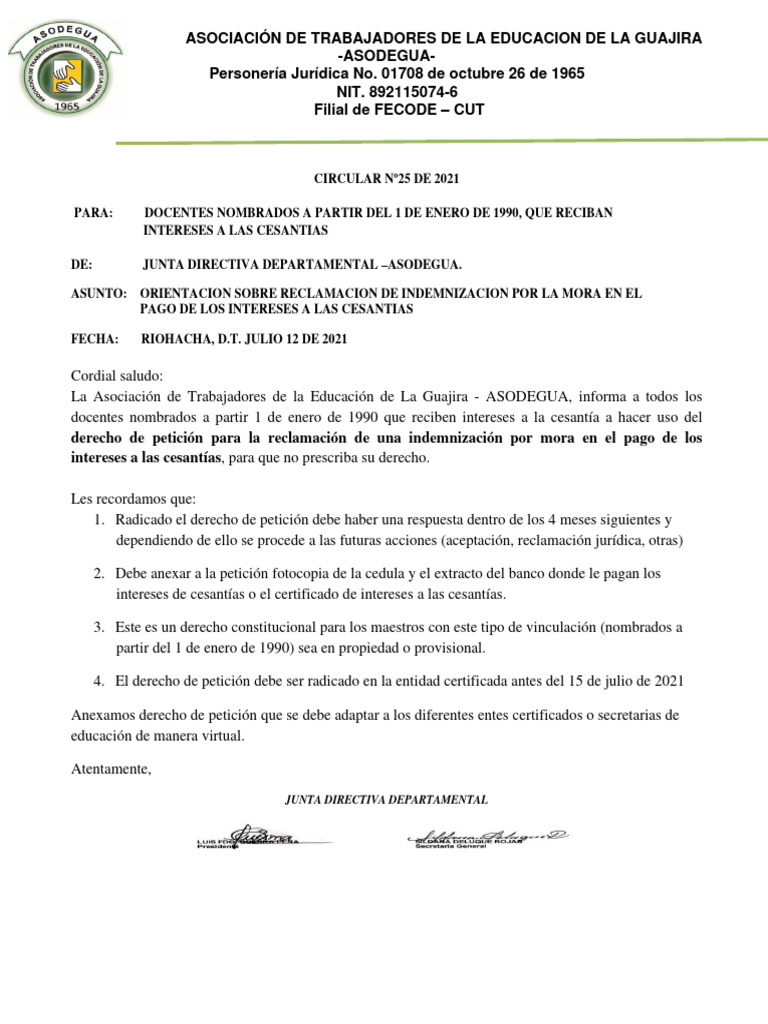 Circular 25 de 2021 | PDF