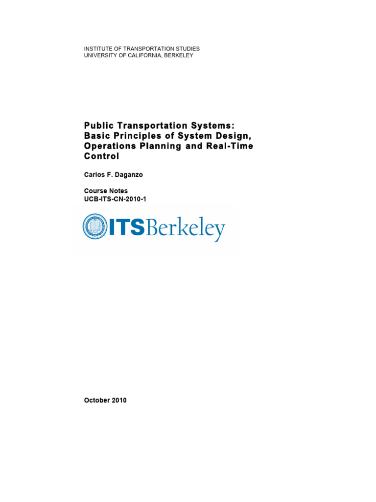 Public Transportation Systems - System Design, Operations Planning ...